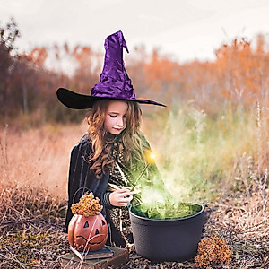 LUTER Halloween Witch Hat, 17.7x17.7 inch Ruched Witch Hat Wizard Hat Decoration Pointed Costume Witch Hat for Kids Cosplay Accessories for Halloween Party Masquerade (Purple)