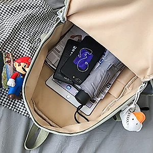 CM C&M WODRO Kawaii Backpack with Pins Cute Backpack for Women Girls Travel Backpack School Backpack Aesthetic Backpack for School (Green-2)