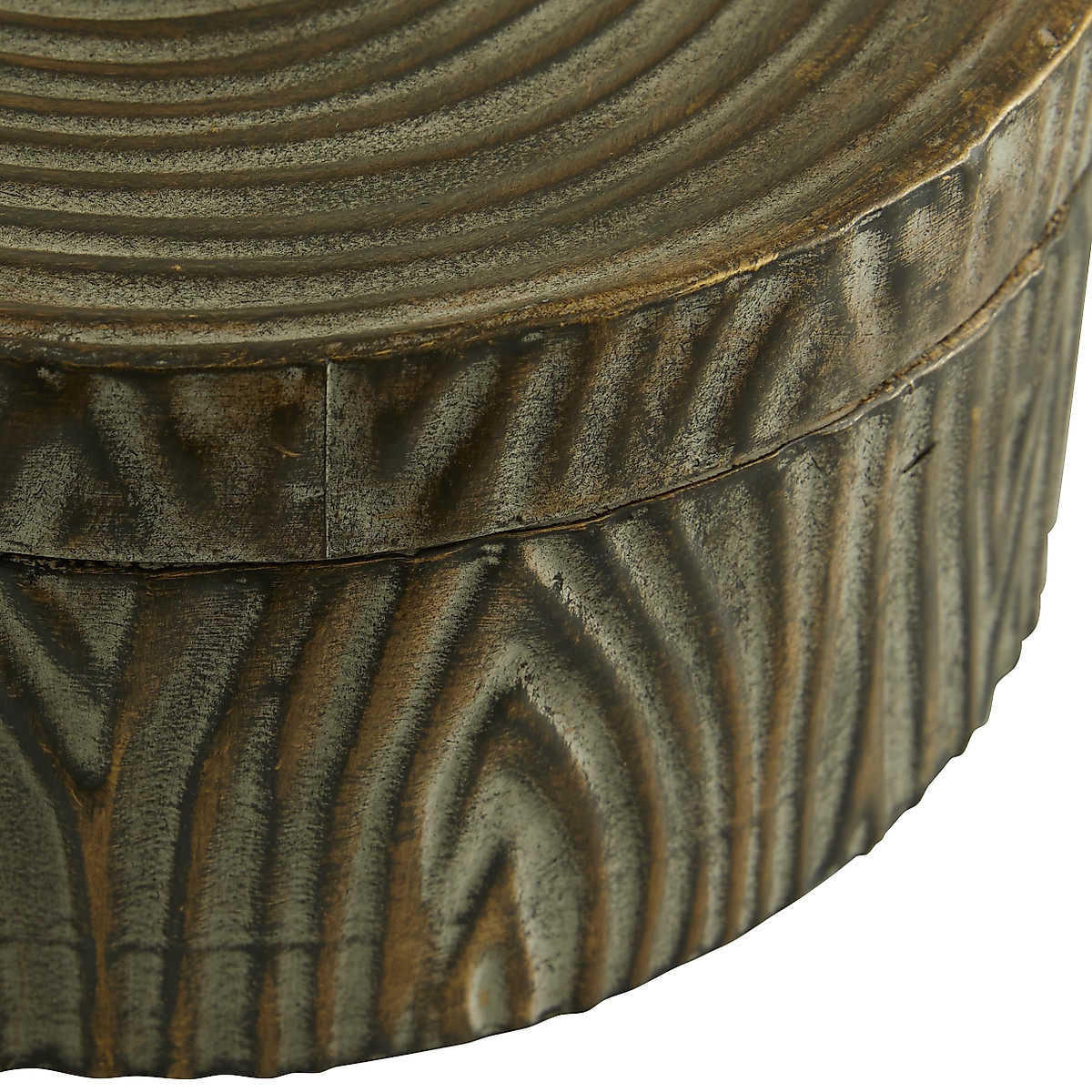 Deco 79 Metal Bird Living Room Decorative Jars Carved Decorative Container, Set of 2 Jar with Lid 7", 6"H, Bronze