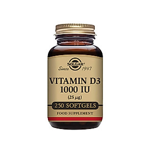 Solgar Vitamin D3 (Cholecalciferol) 25 MCG (1000 IU), 250 Softgels - Helps Maintain Healthy Bones & Teeth - Immune System Support - Non-GMO, Gluten Free, Dairy Free - 250 Servings