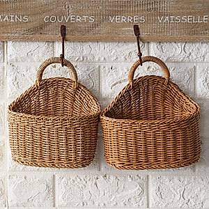 Ochine 1 Pack Hanging Basket Woven Wall Baskets Hanging Storage Basket Woven Shelf Basket Storage Bin Plant Basket Small Woven Storage Basket with Handle Decorative Basket for Home Office Organizing