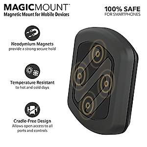 Scosche MAGWDM MagicMount Magnetic Car Phone Holder Windshield or Dashboard Mount - 360 Degree Adjustable Head, Universal with All Devices - Flex Neck Suction Mount (Color:Black)