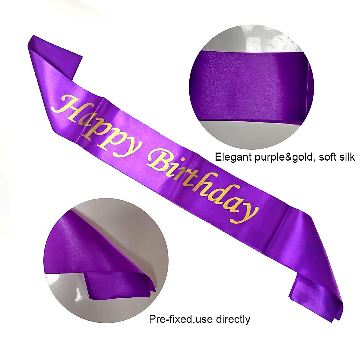 yujiaonly 25th Birthday Party Decorations Purple Happy Birthday Banner Purple 40inch Number 25 Happy birthday Sash Latex and Confetti Balloons for 25 Years Old Men Women
