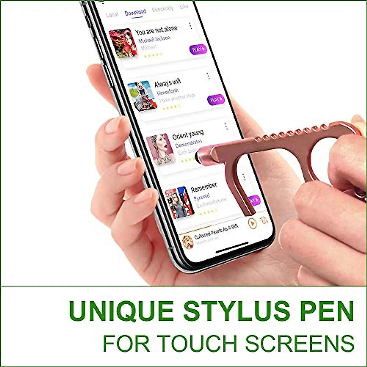 No Touch Door Opener Tool 4 Pack Touchless Keychain Hand Tools with Stylus, Non Contact for Touchscreens, Handles, Buttons