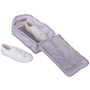 JJ POWER Travel Shoe Bags, Foldable Waterproof Shoe Puches Organizer-Double Layer (2 Grey Shoe Bags)