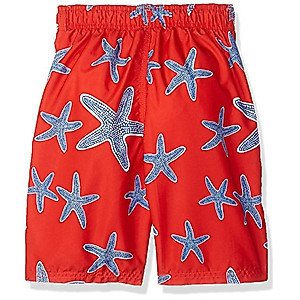 Kanu Surf Boys' Reflection Quick Dry UPF 50+ Beach Swim Trunk, Starfish Red, 10/12