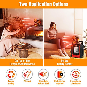 Hanaoyo Wood Stove Fan for Buddy Heater, Heat Powered Stove Fan Slot Lock Design with Bracket for Heaters, Thermal Fireplace Fan Non Electric for Camping/Picnics/Pellet/Wood Burning Stove/Fireplace