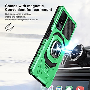 for TCL 40XL Case/TCL 40T Case/Jitterbug Smart 4 Case with Screen Protector,Magnetic Car Ring Stand Soft Silicone Bumper Military Grade Phone Case for TCL 40 XL/TCL 40 T T608DL /Lively Smart4 Green