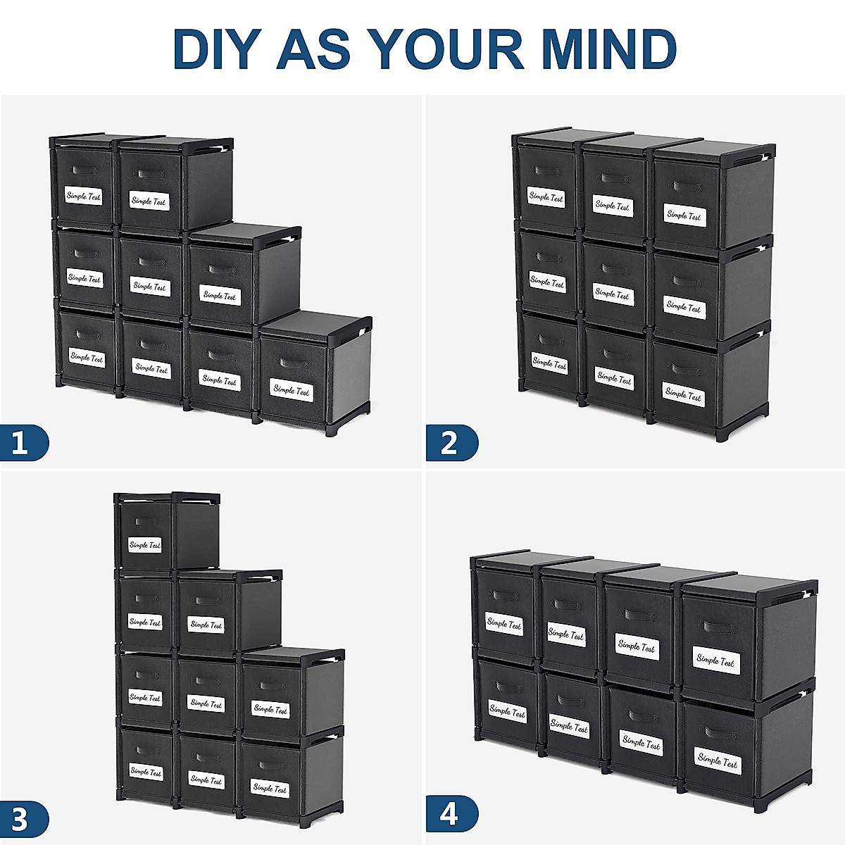 Tribesigns Cube Storage 9 Cube Organizer, Drawer Cubes Included, DIY Closet Storage Organizer Bins Storage Shelves System for Bedroom, Living Room, Playroom (Black)