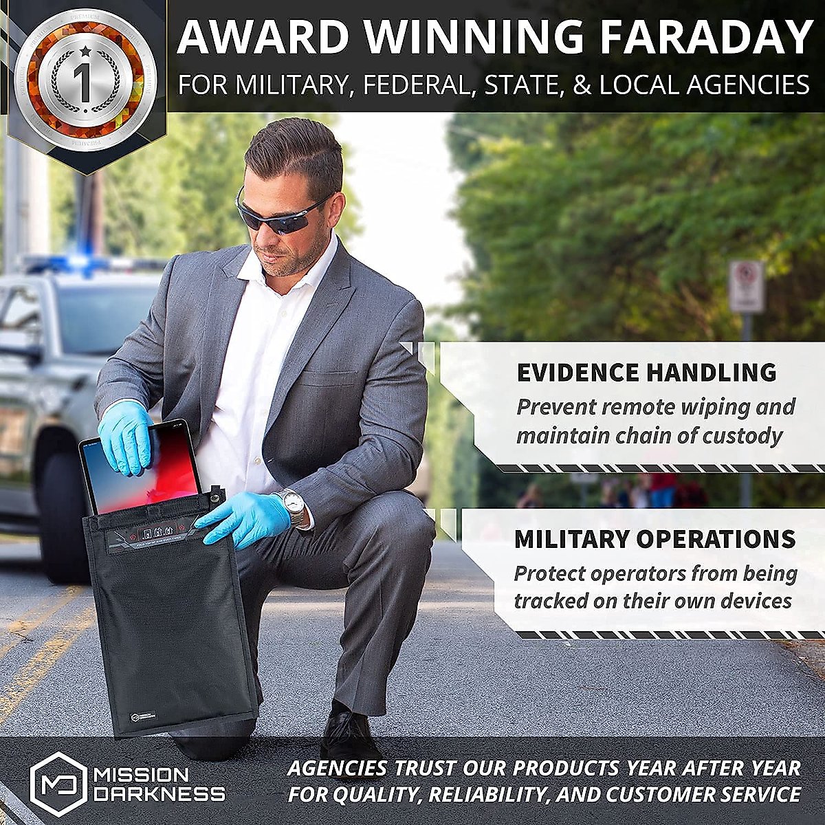 Mission Darkness NeoLok Non-Window Faraday Bag for Tablets (+ Secure Magnetic Closure) // Device Shielding for Law Enforcement & Military, Data Security, Anti-Hacking & Anti-Tracking Assurance