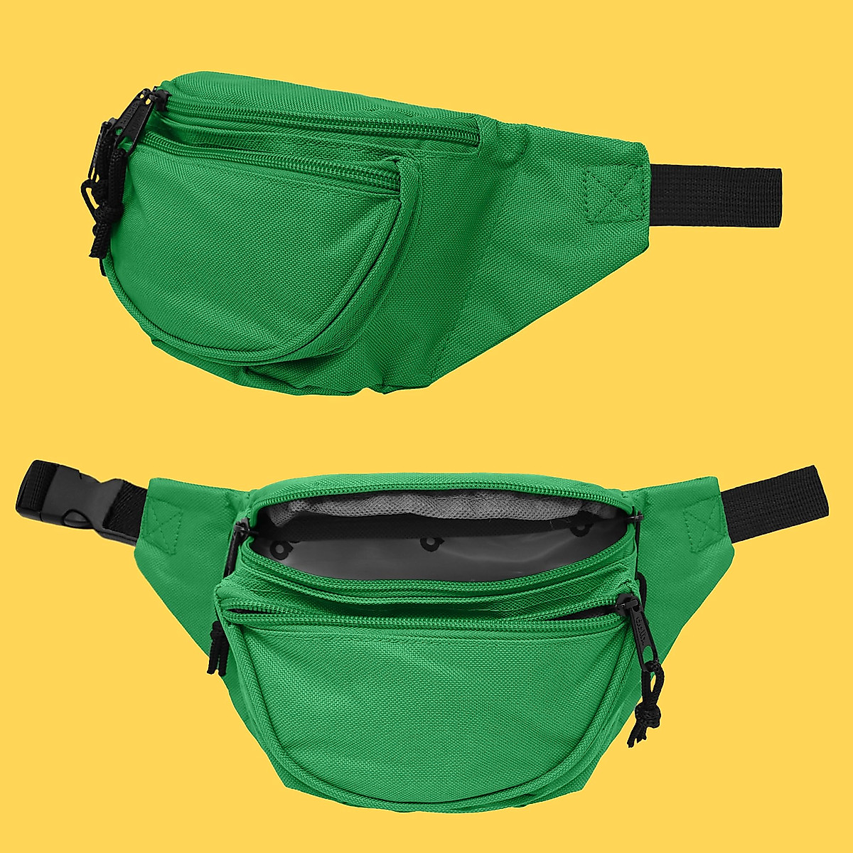 DALIX Fanny Pack w/ 3 Pockets Traveling Concealment Pouch Airport Money Bag (Green)