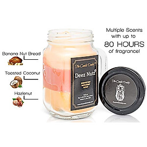 Deez Nutz Scented Candle - Banana Nut Bread, Toasted Coconut, Hazelnut Scented Triple Layer Candle - 10.5 oz Mason Jar Candle - Funny Gag Joke Candle Poured in Small Batches in USA- The Candle Daddy
