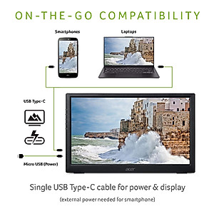 acer PM1-15.6" Monitor Display 1920x1080 60 Hz 16:9 15ms GTG 250 Nit (Renewed)