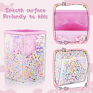 2 Pieces Cute Pen Holder Multi-Purpose Desktop Organizer Stationery Makeup Brush Storage Holder with Colored Bubble Ball for Kids Teens (Pink and Purple)