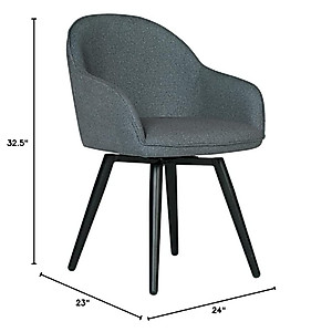 Studio Designs Home Dome Upholstered Swivel Dining, Office Chair Arms and Metal Legs, Grey, 24" W x 23" D x 32.5" H, Charcoal Gray
