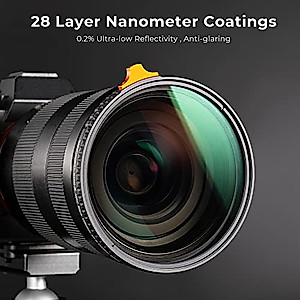 K&F Concept 77mm Putter Variable ND Filter ND2-ND400 (1-9 Stops) 28 Multi-Layer Coatings Import AGC Glass Adjustable Neutral Density Filter for Camera Lens (Nano-X Series)