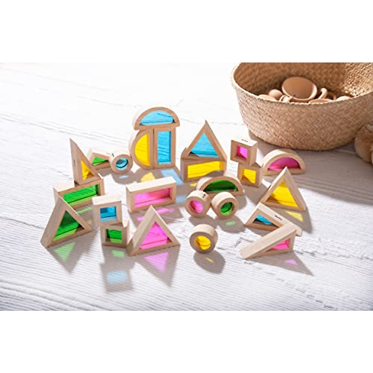 TickiT Rainbow Blocks - Set of 24 - Sensory Blocks for Toddlers Aged 12M+ - Colorful Montessori Stacking Shapes - First Building Blocks