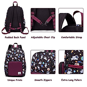 VASCHY Cute Astronaut Preschool Backpack and Neoprene Lunch Bag Bundle