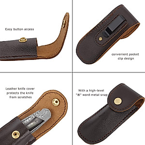 YOUSUNLONG Pocket Folding Knife Overall 195mm - Damascus Steel Blade - Bull Horn Handle