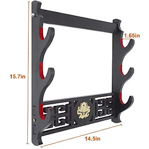 LUCKNIGHT Display Stand Wall- Mounted Sword Holder Display Stand Sword Rack with Felt Strips for Wakizashi Samurai Sword,3-Tier Sword Stand