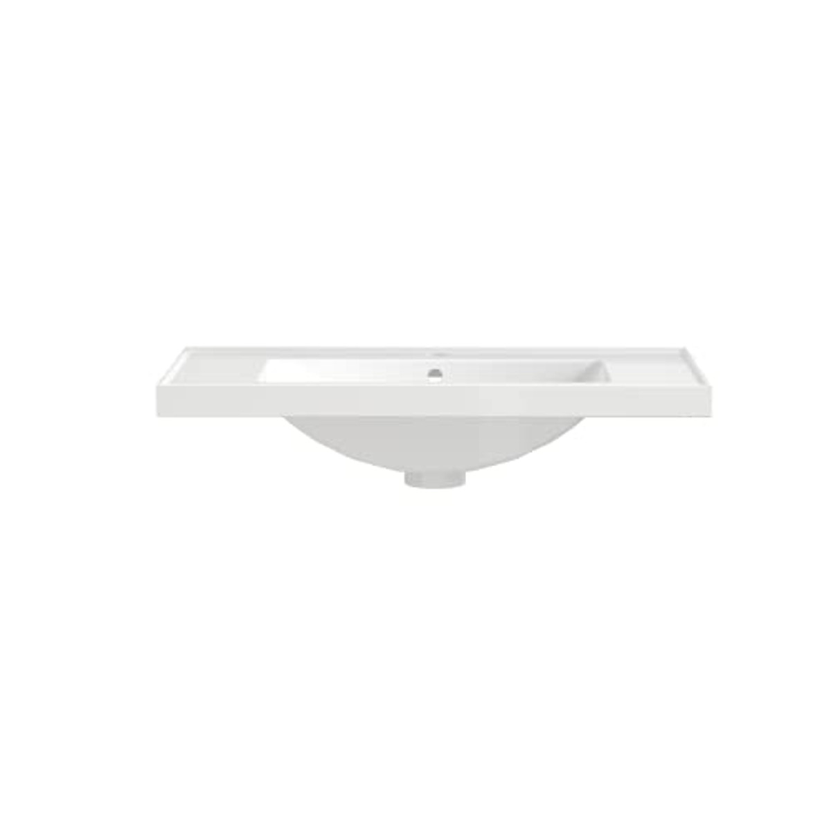 JPND 36" White Bathroom Single Hole Integrated Sink/Countertop, Drop-in Self-Rimming Rectangular Bathroom Vanity Sink Top, 36.38"W x 19.13"D x 7.5"H