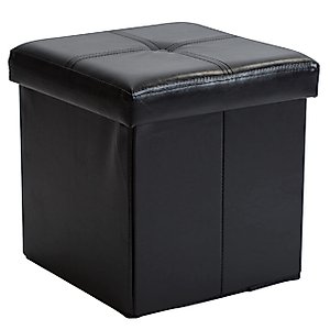 Simplify Faux Leather Cube Storage Ottoman, Black (F-0625-BLACK)