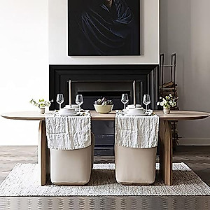 BAYCHEER Vintage Solid Wood Top Oval Dinette Table Wood Base Dining Table for Living Room - Natural Wood 47.2" L x 23.6" W x 29.5" H (Table Only)