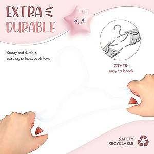 HOUSE DAY Plastic Baby Hangers for Closet 60 Pack, Durable Plastic Kids Hangers for Baby Clothes, Thin & Compact Childrens Hangers, Space Saving White Baby Hangers, Small Hangers for Kids Clothes