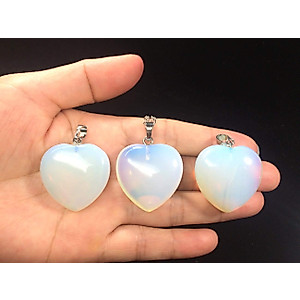 Creative Club 1pc You Are My Only Love Opal Gemstone Large Heart Pendant Necklace Healing Reiki Chakras Energy Rock 26 Inch Stainless Steel Surgical Jewelry GGP8-B7