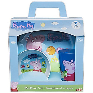 Zak Designs Peppa Pig Kids Dinnerware Set Includes Plate, Bowl, and Tumbler, Made of Durable Material and Perfect for Kids (Peppa & George Pig, 3 Piece Set, BPA-Free)