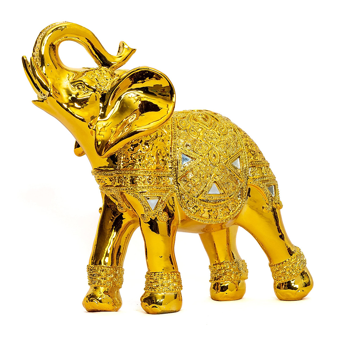 Dalax- 8"(H) Elephant Statue Figurines Home Decor Trunk Facing Upwards Lucky Figurine Living Room Office Decorations Ornaments Statues Gift Set