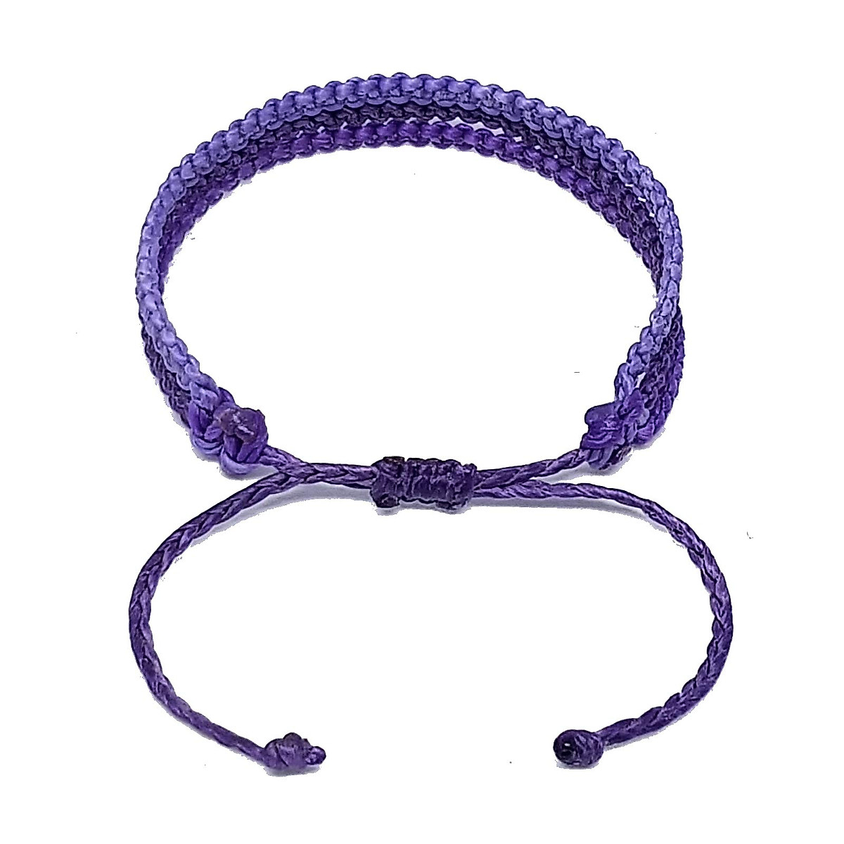 Origin Siam Handmade Thai Woven Triple Stack Bracelet | Wax Cotton Cord String Wristband Set | Adjustable Unisex Boho Friendship Band | Bracelets for Woman, Women, Man and Men (Purple Violet Lilac)