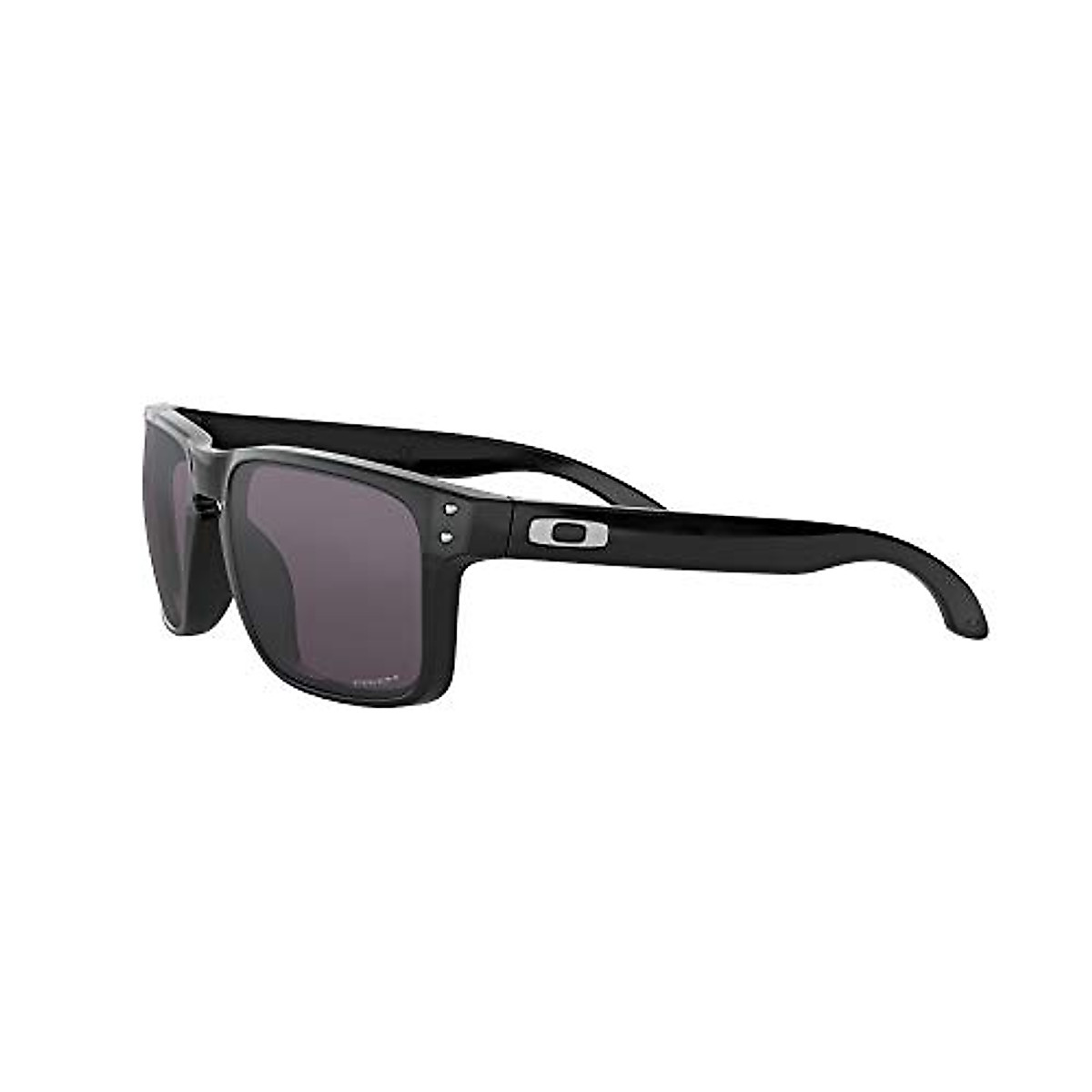 Oakley Men's OO9244 Holbrook Low Bridge Fit Rectangular Sunglasses, Polished Black Silver Logo/Prizm Grey, 56 mm