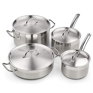 Cooks Standard Professional Stainless Steel Cookware Set 8PC, 8 PC, Silver & - 2568 Cooks Standard Classic 4-Piece 12 Quart Pasta Pot Cooker Steamer Multipots, Stainless Steel