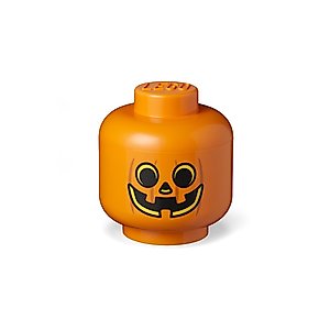 Room Copenhagen Storage Head Small - Pumpkin - Polypropylene Storage Box with Lid for Kids' Toy Storage Stackable Organizer and Fun Storage Solution LEGO Toy Box