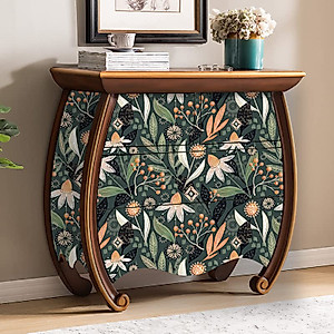 Floralplus Boho Peel and Stick Wallpaper Removable Boho Wallpaper Peel and Stick Floral Botanical Wallpaper for Bedroom Cabinet Wall Office Decor 118 * 17.7in