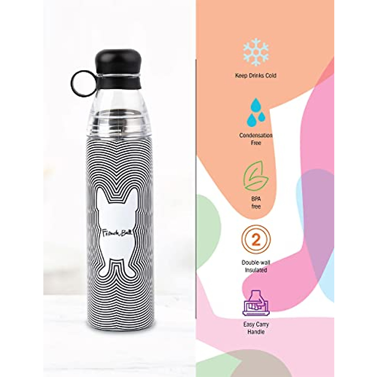French Bull French Twist Vacuum Insulated Water Bottle - 25 Oz Stainless Steel Water Bottle with Leak Proof Lid - Doubles as a Drinking Cup, Reusable, BPA Free, Sweatproof for Everyday Use – Ziggy