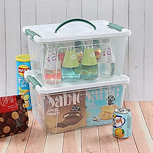 Easymanie 14 Quart Latching Container Box with Handle, 8 Pack Plastic Lidded Storage Bin