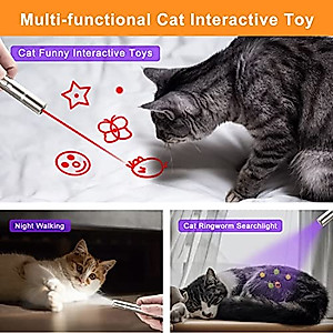 Cat Laser Toy, Red Dot LED Light Pointer Interactive Toys for Indoor Cats Dogs, Long Range 3 Modes Lazer Projection Playpen for Kitten Outdoor Pet Chaser Tease Stick Training Exercise,USB Recharge