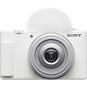 Sony ZV-1F Vlog Camera for Content Creators and Vloggers White Bundle with Lexar 64GB High-Performance 800x UHS-I SDHC Memory Card + Camera Case + 1400 mAh Battery Pack