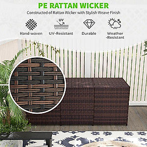 Outsunny 175 Gallon Outdoor Storage Box with Inner Liner, PE Rattan Wicker Deck Box with Pneumatic Bar Lift for Indoor & Outdoor, Patio Furniture Cushions, Pool Supplies, Garden Tools, Mixed Brown