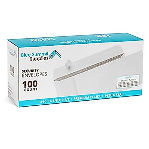 100 No. 10 Self Seal Security Envelopes - Designed for Secure Mailing - Security Tinted with Printer Friendly Design - Number 10 Size 4 1/8 x 9 ½ Inch (100 Pack)