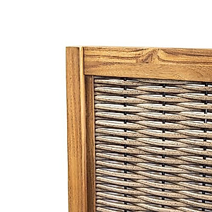 Merax Outdoor Acacia Wood Wicker Conversation Set 2 Seater with Loveseat and Coffetable for Backyard