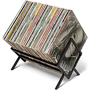 R RUIMEI Vinyl Record Holder, Holds 85-110 Vinyl Records, Triangle Iron Sheet Reinforcement, Vinyl Record Rack, Vinyl Record Storage, Books, Albums, Magazines, Office File Organization, Black