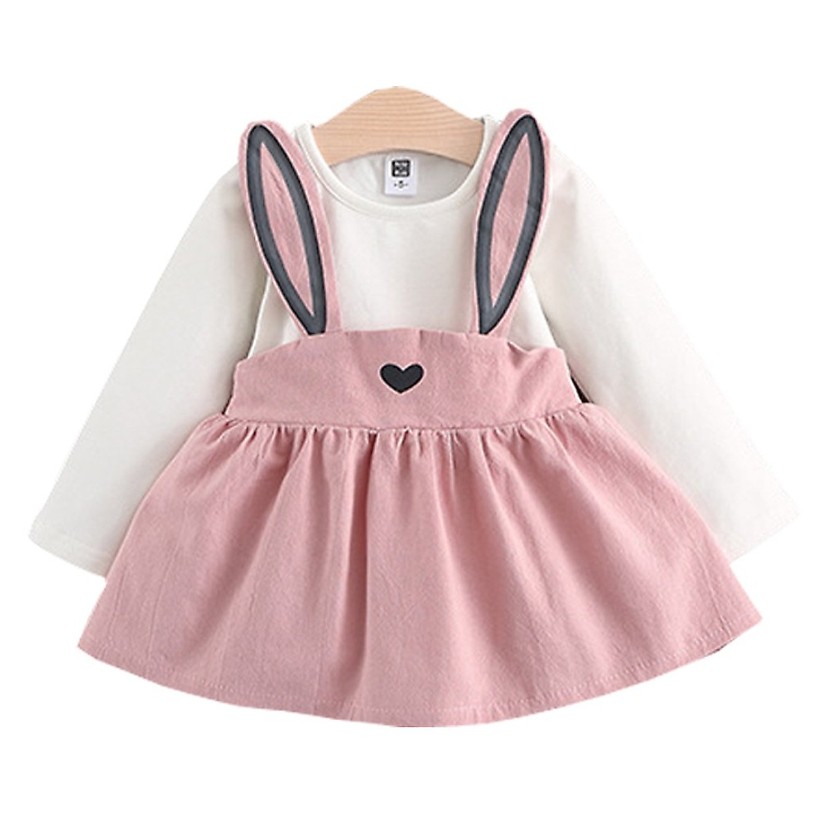 Baby Girls Rabbit Style Easter Long Sleeve Princess Dress (1T, Pink)