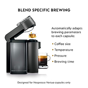 Nespresso Vertuo Coffee and Espresso Maker,1597 ml, by De'Longhi, Graphite Metal