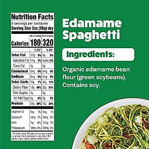 Explore Cuisine Organic Edamame Spaghetti - Pack of 6 (8 oz) - Easy-to-Make Gluten Free Pasta - High in Plant Protein & Fiber - Vegan, Keto Friendly, Non- GMO, Kosher - 24 Total Servings