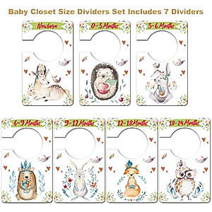 Baby Closet Size Dividers, Woodland Animal Clothes Organizer, Baby Closet Dividers from Newborn Infant to 24 Months, Baby Shower Set for Boys and Girls, 7 Pack.