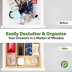 Pristine Bamboo Silverware Organizer– Utensil Organizer for Kitchen Drawers – Small Extra-Deep Wooden Kitchen Drawer Organizer Divider for Spoons Forks Knives cutleries