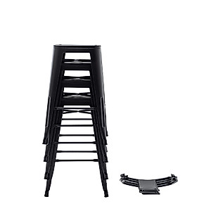 Apeaka 24 inch Metal Bar Stools Set of 4 Modern Counter Height Stools with Backs Industrial Low Back Bar Chairs for Indoor Outdoor Matte Black